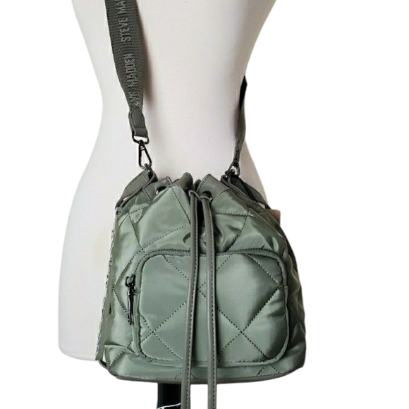 Steve Madden | Bags | Steve Madden Olive Green Quilted Briveria Bucket Crossbody Bag | Poshmark